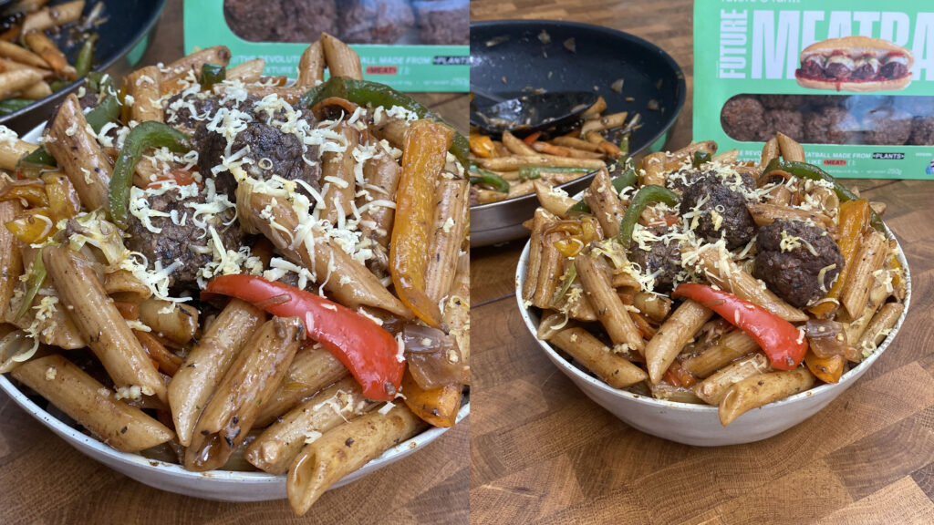 Brown stewed meat-less pasta - Original Flava